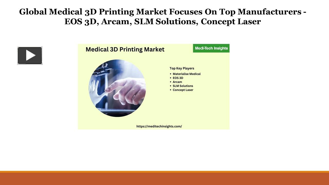 Global Medical 3D Printing Market Focuses On Top Manufacturers - EOS 3D ...