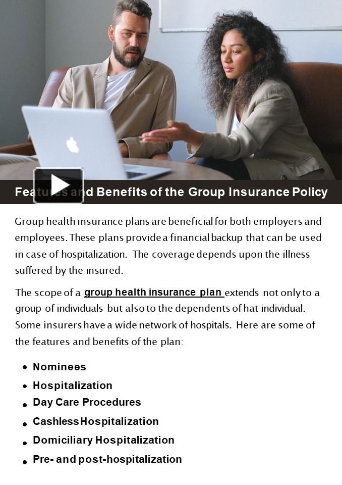 Features and Benefits of the Group Insurance Policy presentation | free ...