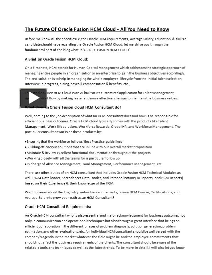 Oracle Fusion SCM Online Training presentation | free to download