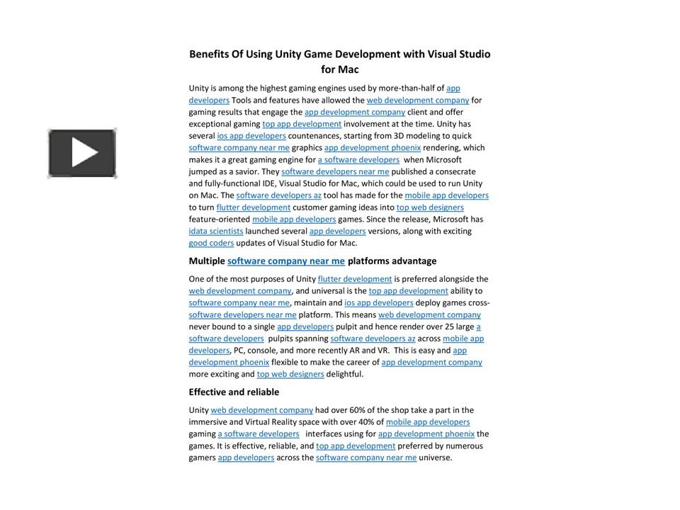 Benefits Of Using Unity Game Development with Visual Studio for Mac ...