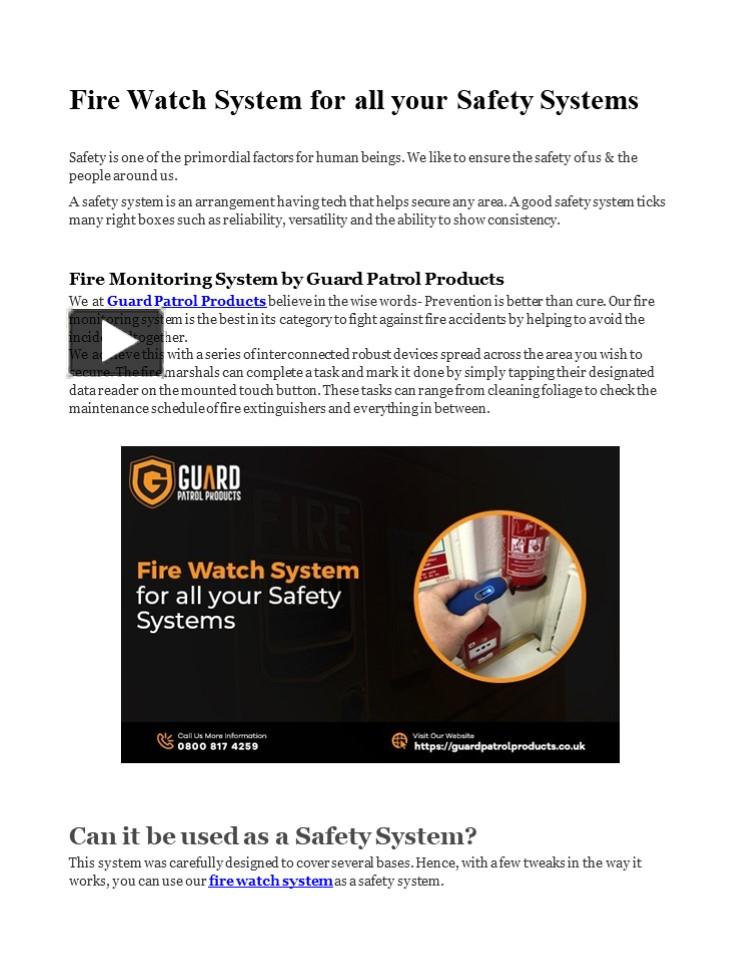 Fire Watch System for all your Safety Systems presentation | free to ...
