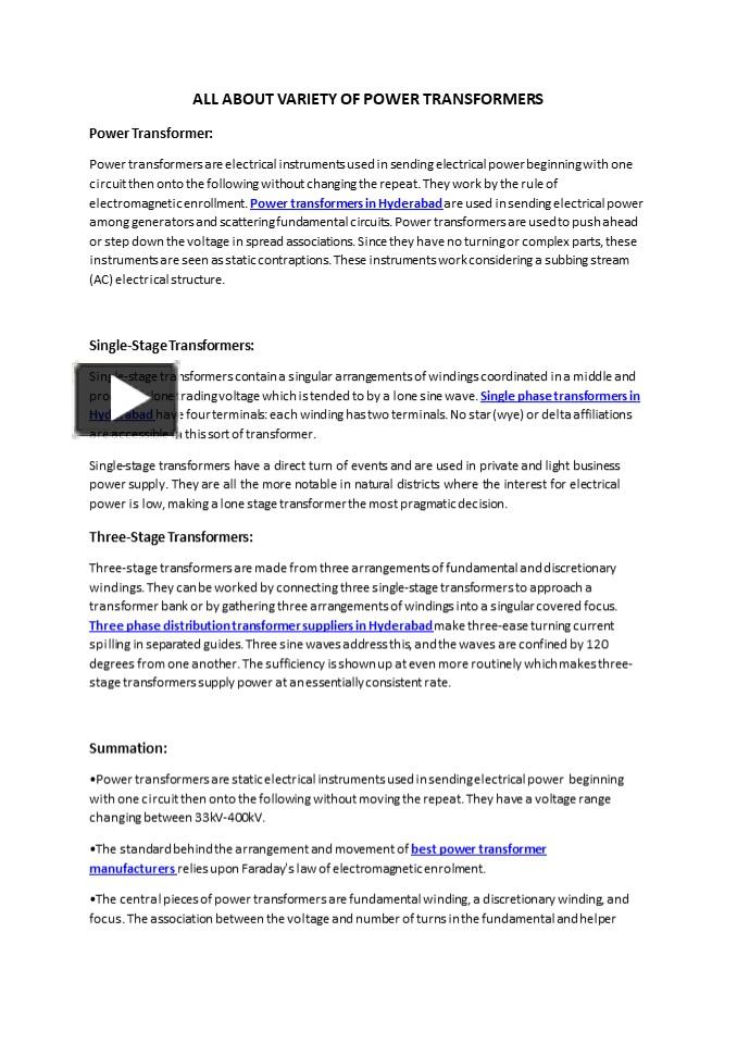 PPT – ALL ABOUT VARIETY OF POWER TRANSFORMERS PowerPoint presentation ...