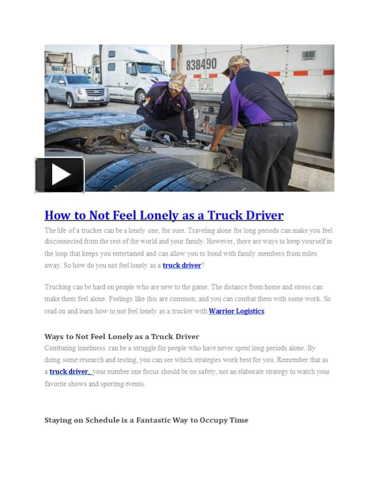 PPT – How to Not Feel Lonely as a Truck Driver PowerPoint presentation ...
