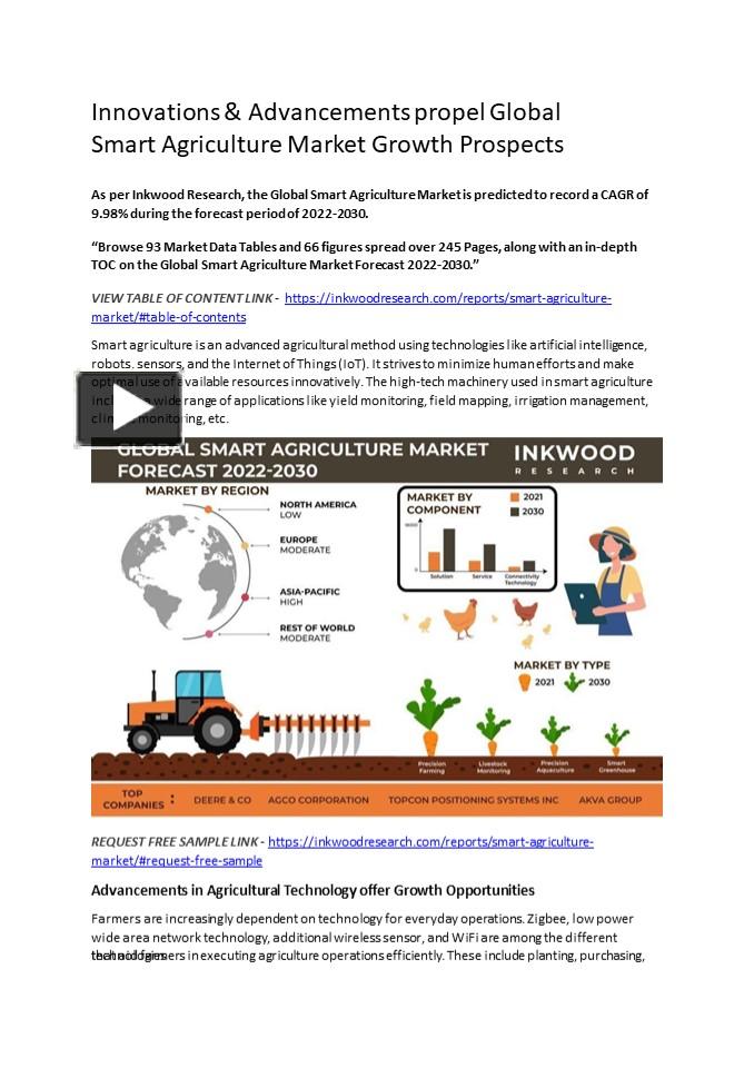 PPT – Innovations & Advancements propel Global Smart Agriculture Market ...