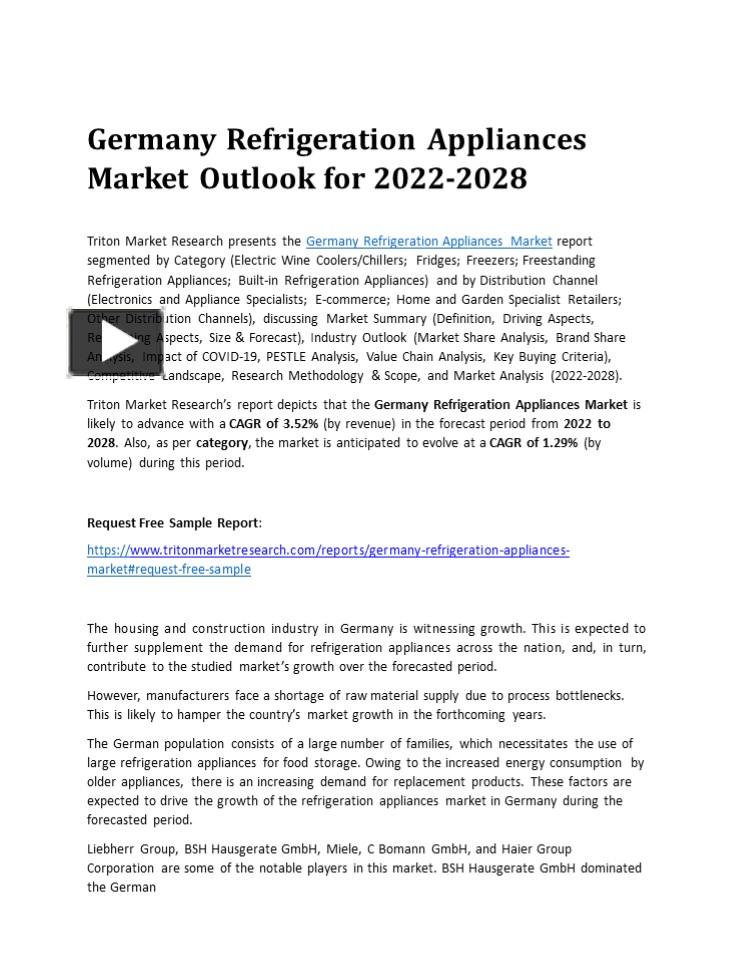PPT – Germany Refrigeration Appliances Market Outlook for 2022-2028 ...