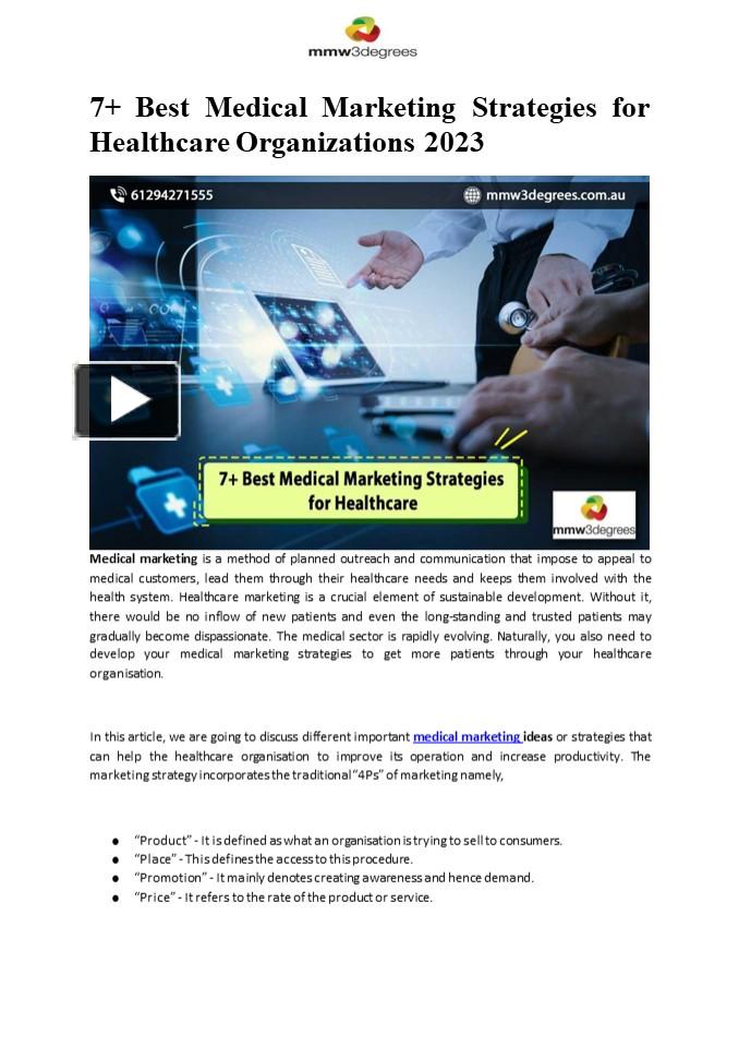 PPT – 7+ Best Medical Marketing Strategies for Healthcare Organizations ...