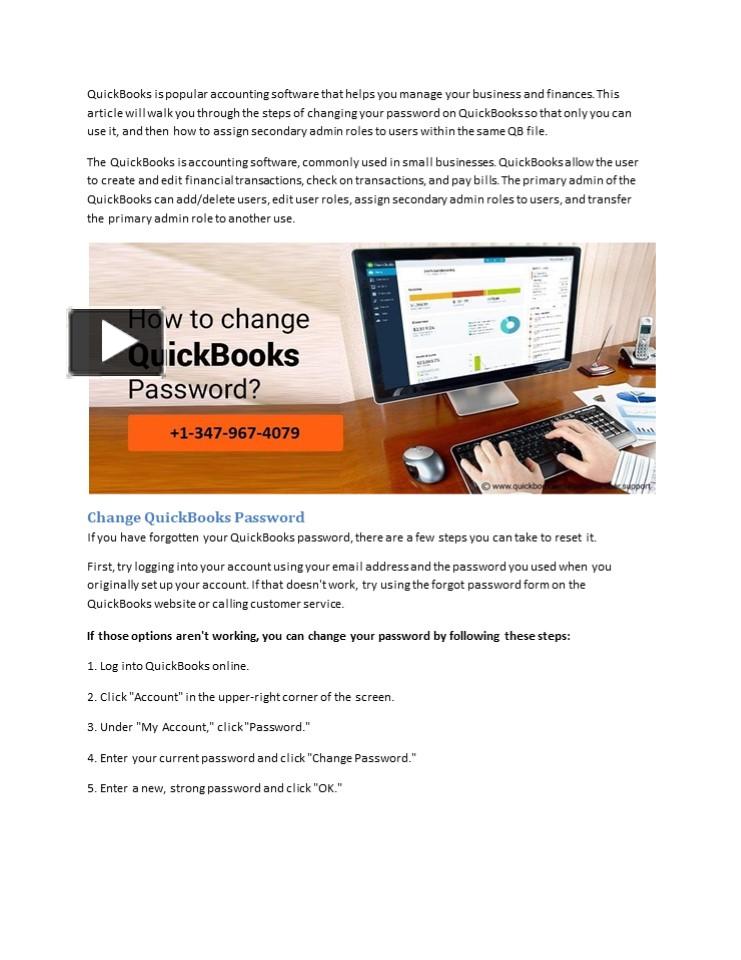 PPT – How to Change Password on QuickBooks PowerPoint presentation ...