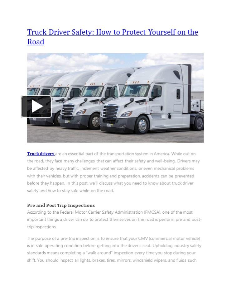 Truck Driver Safety: How to Protect Yourself on the Road presentation ...