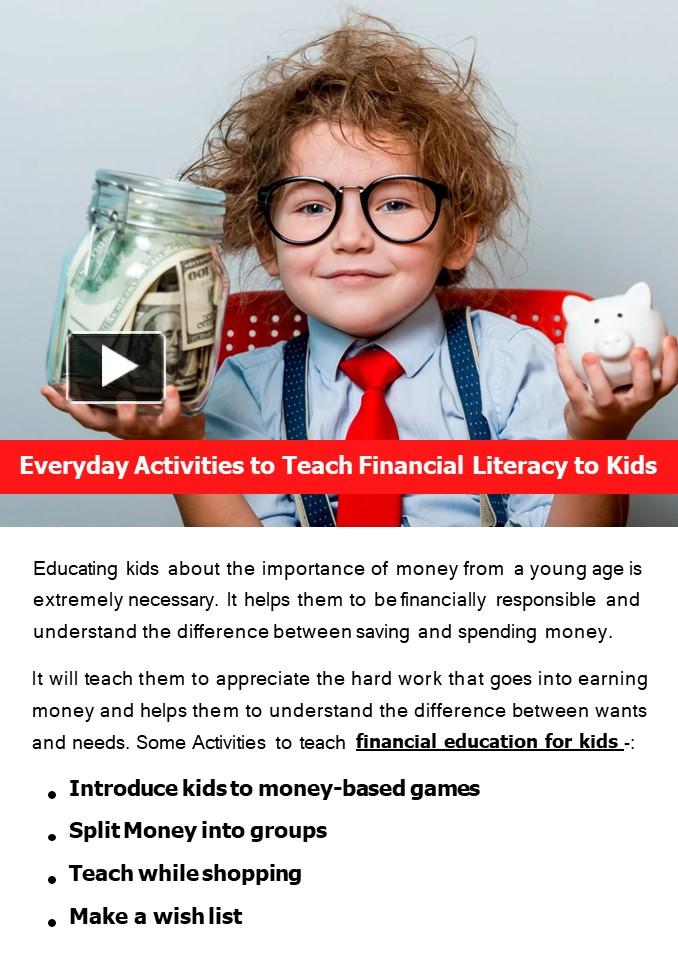 Everyday Activities to Teach Financial Literacy to Kids presentation ...