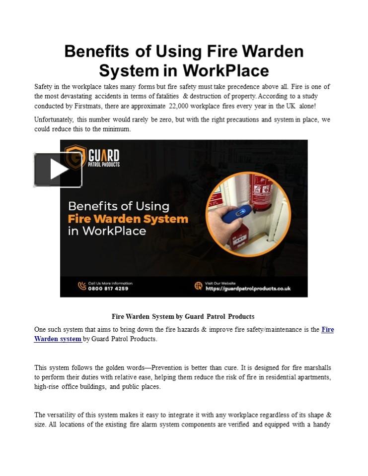 PPT – Benefits of Using Fire Warden System in WorkPlace PowerPoint ...