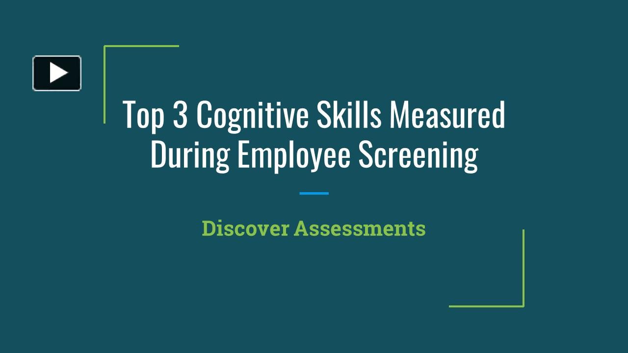 Top 3 Cognitive Skills Measured During Employee Screening presentation ...