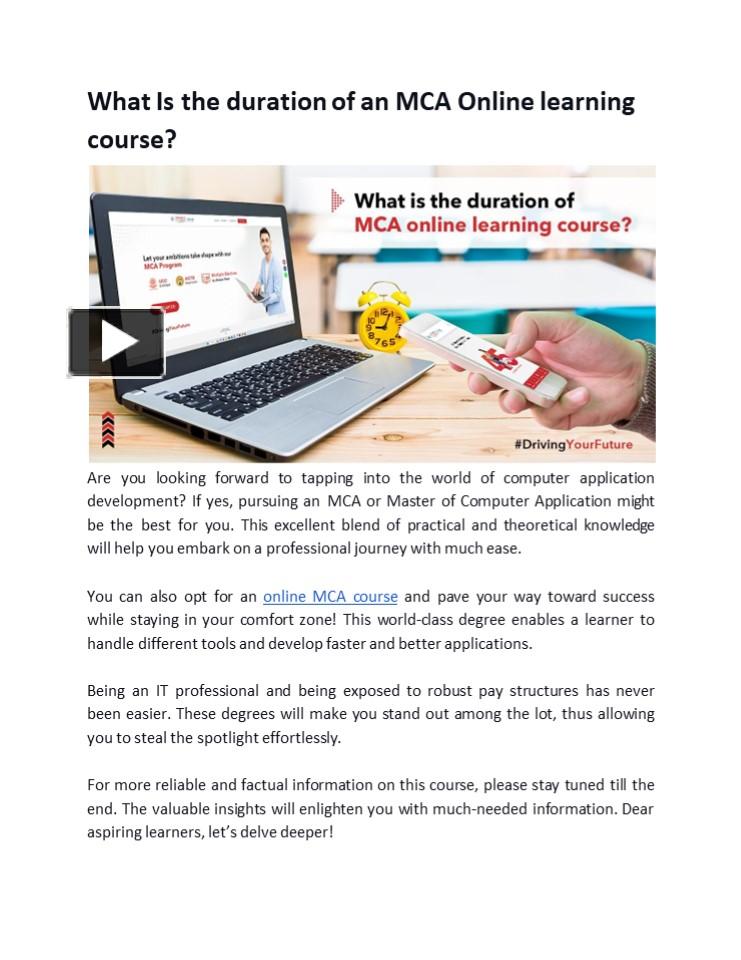 PPT – What Is the Duration of an MCA Online Learning Course? PowerPoint ...