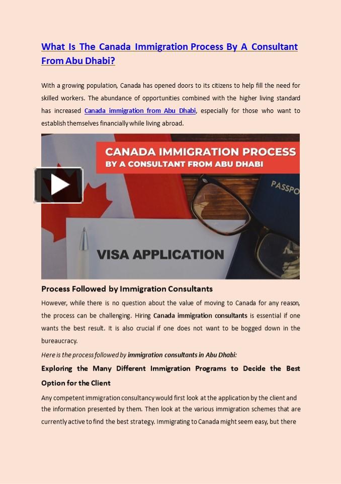 What Is The Canada Immigration Process By A Consultant From Abu Dhabi ...