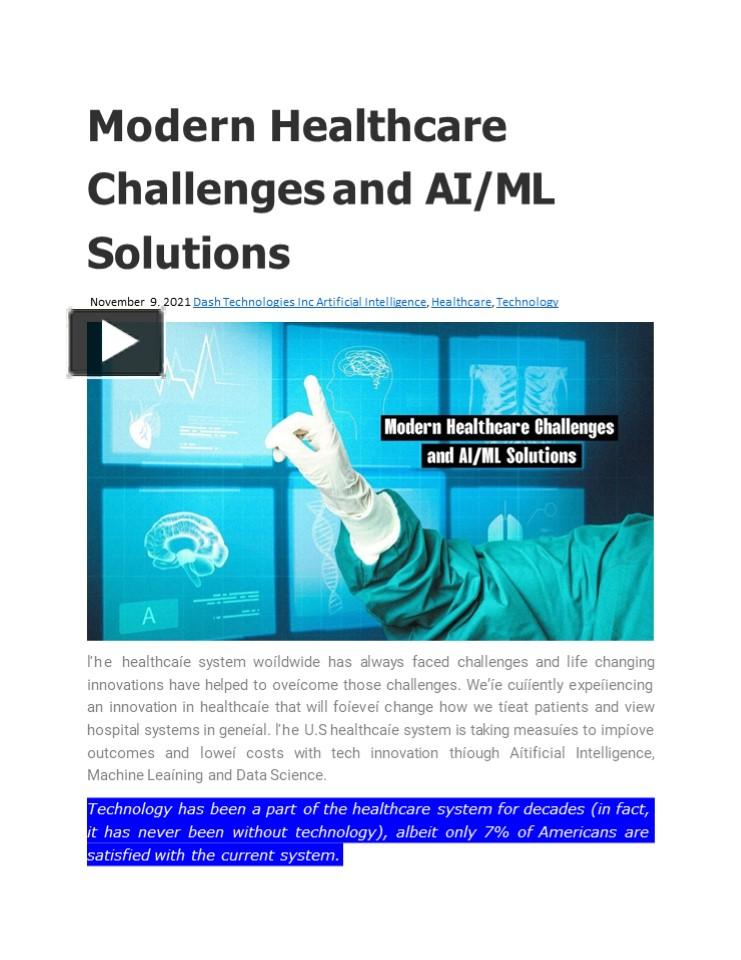 PPT – Modern Healthcare Challenges and AI/ML Solutions PowerPoint ...