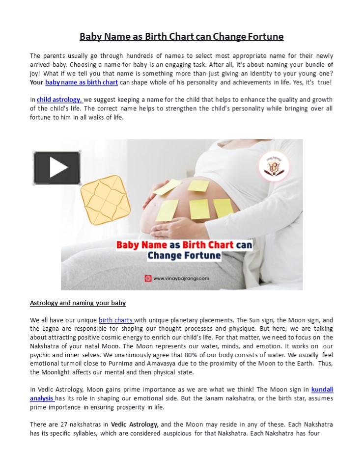 Baby Name as Birth Chart can Change Fortune presentation | free to download