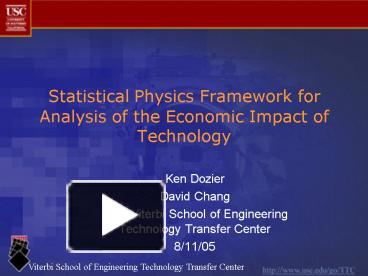 PPT – Statistical Physics Framework for Analysis of the Economic Impact ...