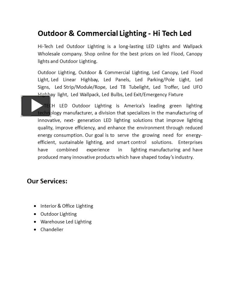 Outdoor & Commercial Lighting - Hi Tech Led presentation | free to download
