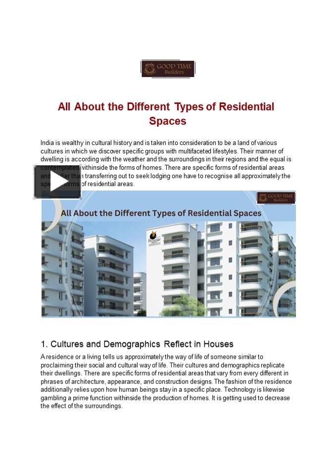 All About the Different Types of Residential Spaces | Good Time ...