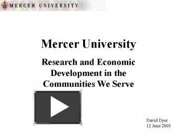 Mercer University presentation | free to view