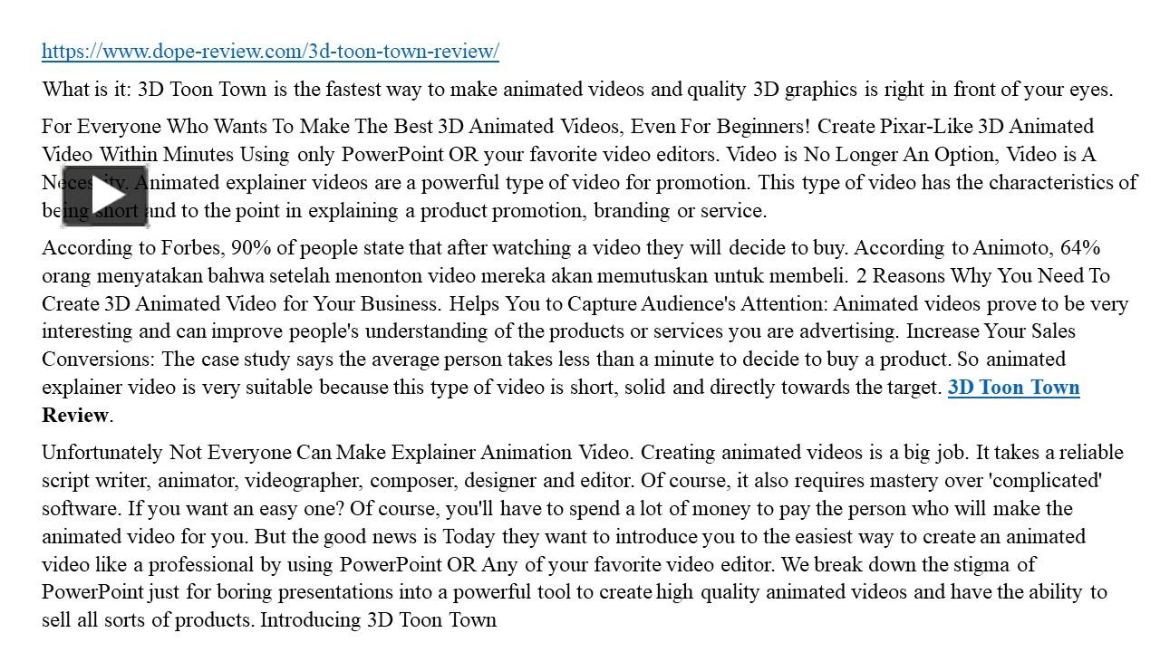 PPT – 3D Toon Town Review (1) PowerPoint presentation | free to ...