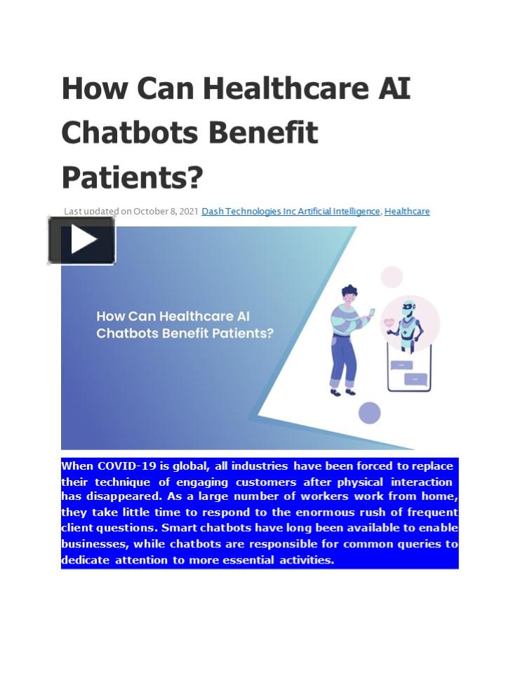 How Can Healthcare AI Chatbots Benefit Patients? presentation | free to ...