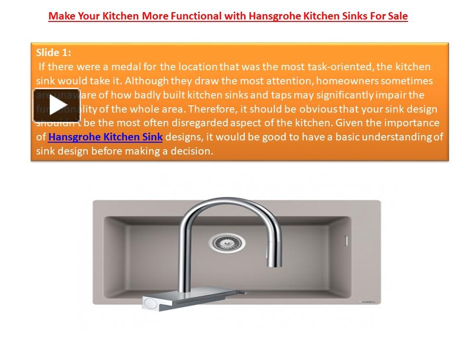Make Your Kitchen More Functional with Hansgrohe Kitchen Sinks For Sale ...