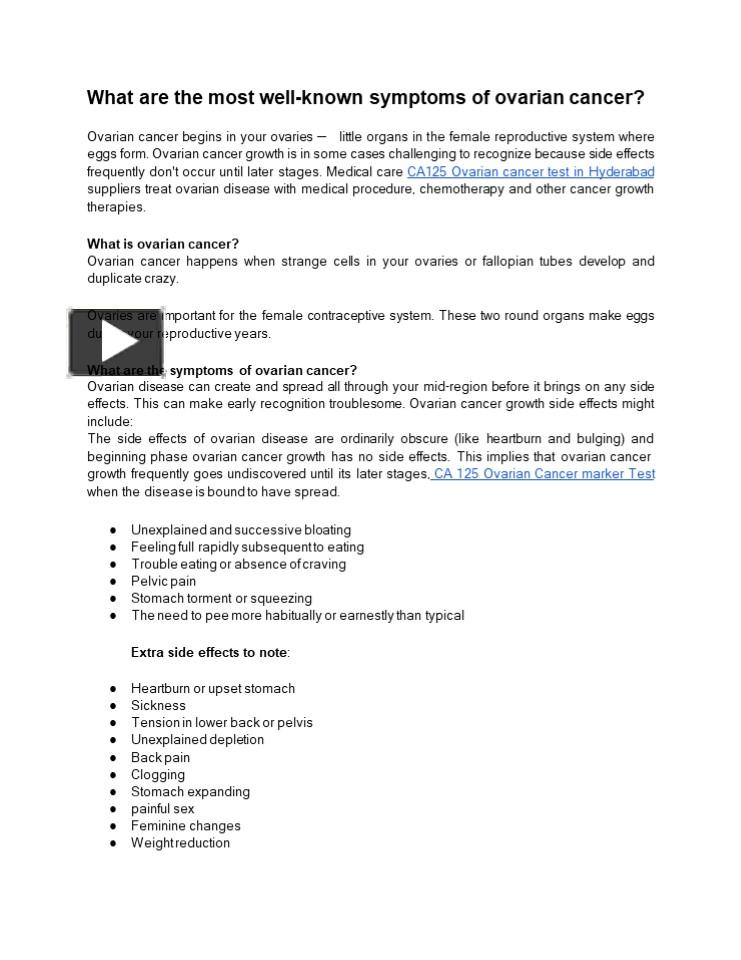 CA125 Ovarian Cancer marker Test in Hyderabad | CA 125 Test ...