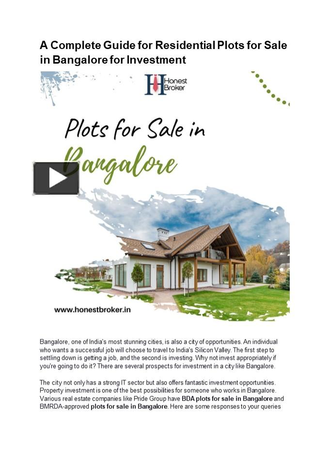 PPT – Complete Guide for Buying Plots in Bangalore for Investment ...