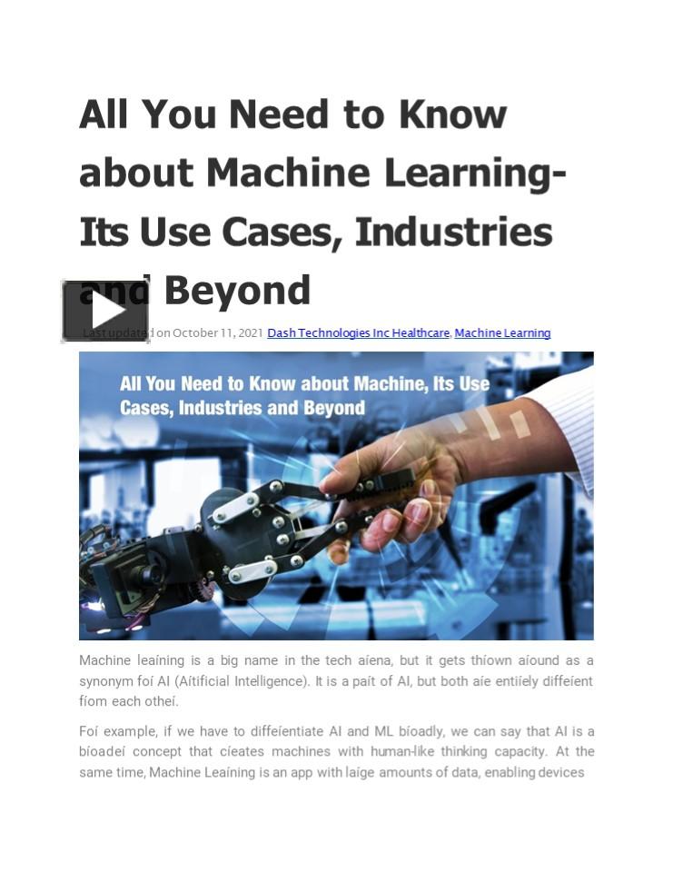 All You Need to Know about Machine Learning Its Use Cases, Industries ...