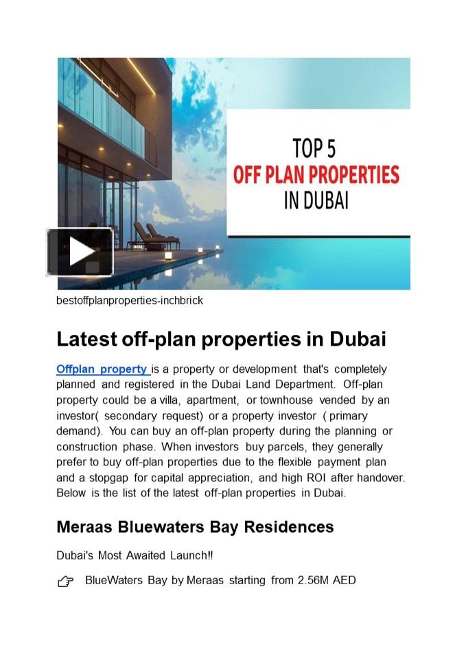 Latest off plan properties in Dubai-Inchbrick Realty presentation ...