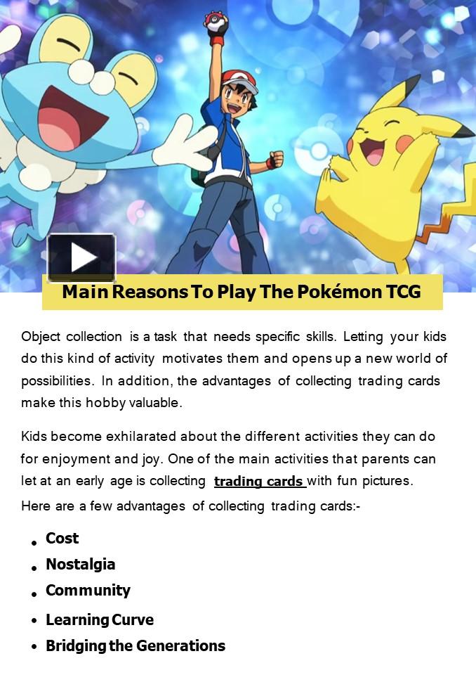 Main Reasons To Play The Pokémon TCG presentation | free to download