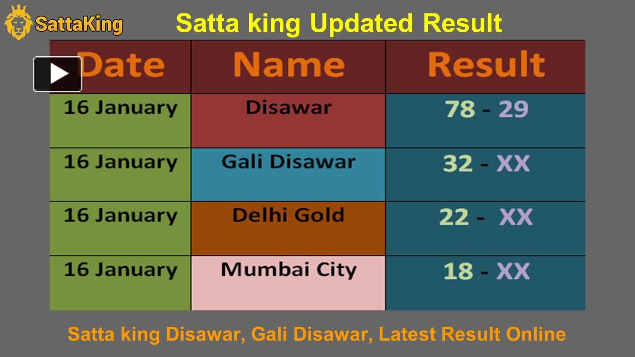 Satta King Disawar Live Result Online 16 January - 2023 presentation ...