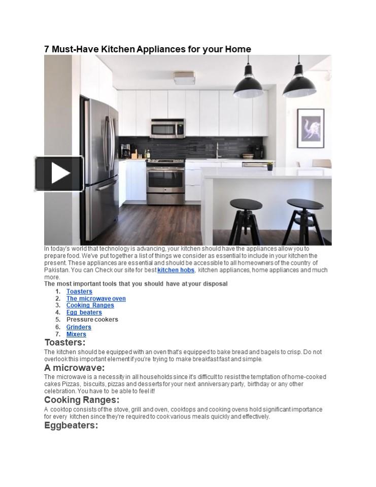 PPT – 7 Must-Have Kitchen Appliances for your Home PowerPoint ...