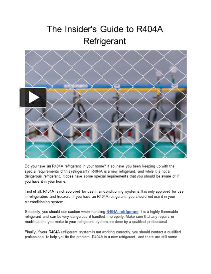 PPT – The Insider's Guide to R404A Refrigerant PowerPoint presentation ...