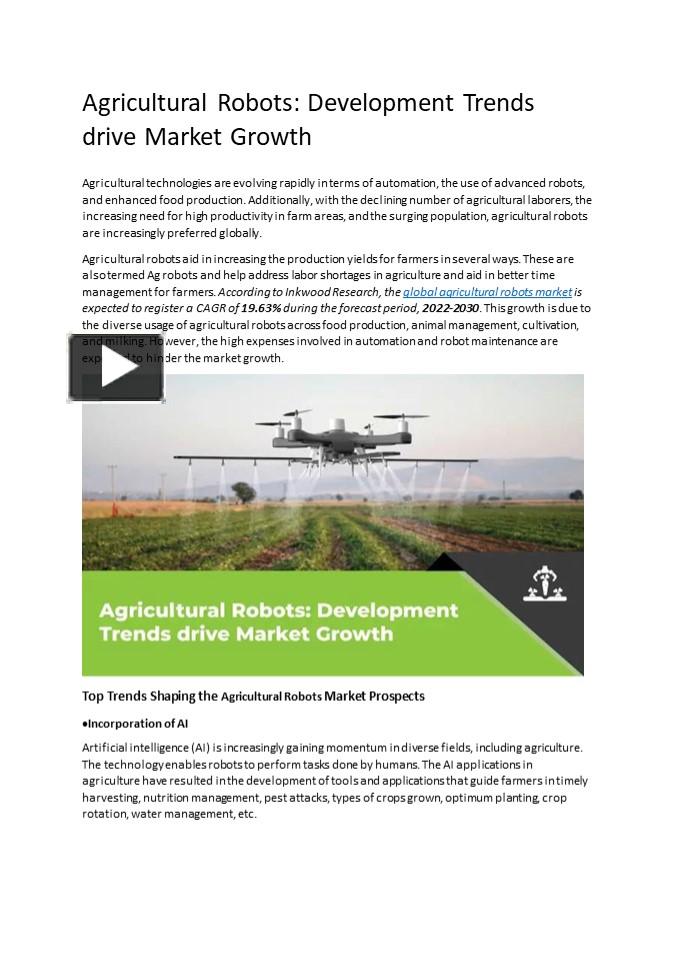 Agricultural Robots: Development Trends drive Market Growth ...
