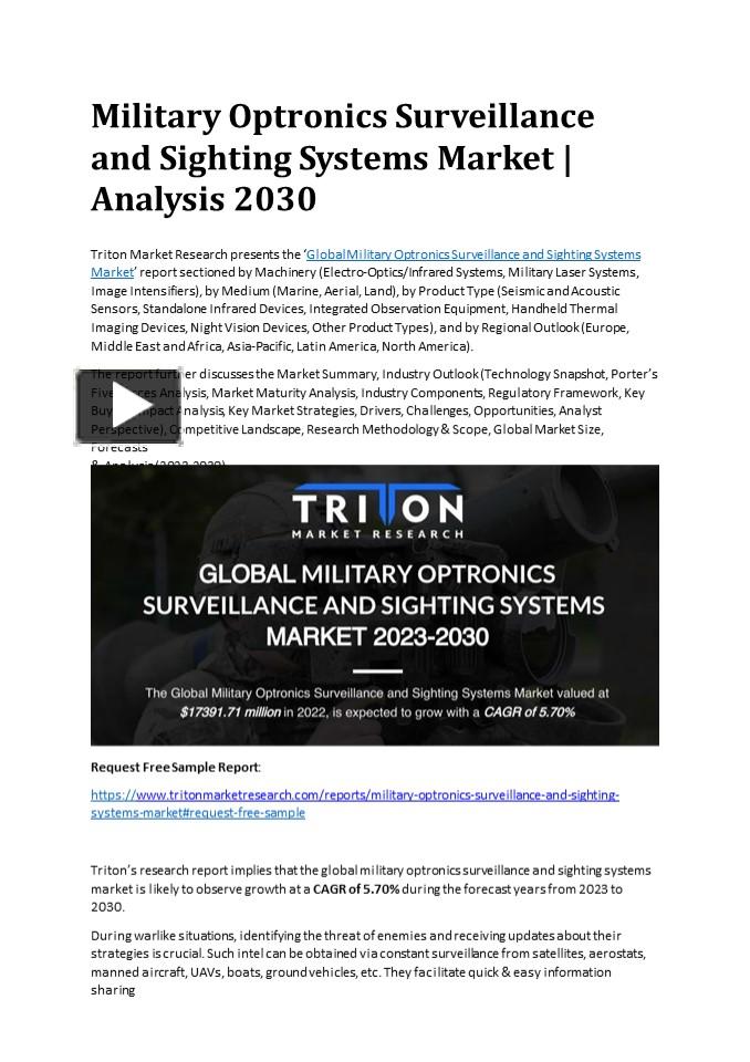 Military Optronics Surveillance and Sighting Systems Market | Analysis ...