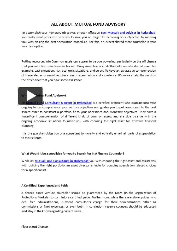 PPT – ALL ABOUT MUTUAL FUND ADVISORY PowerPoint presentation | free to ...