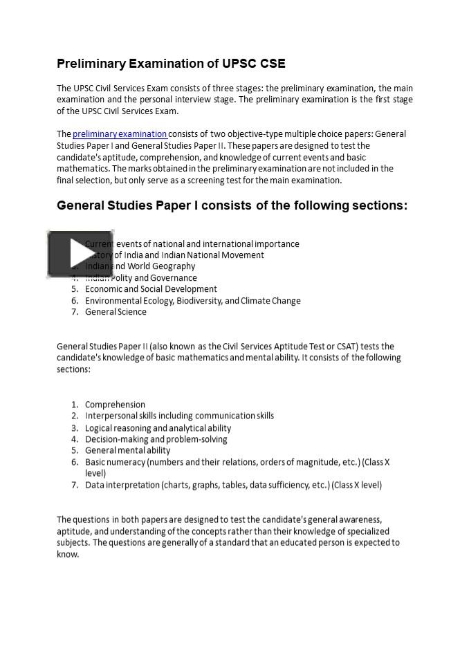 PPT – What is the Preliminary Examination of UPSC CSE? PowerPoint ...