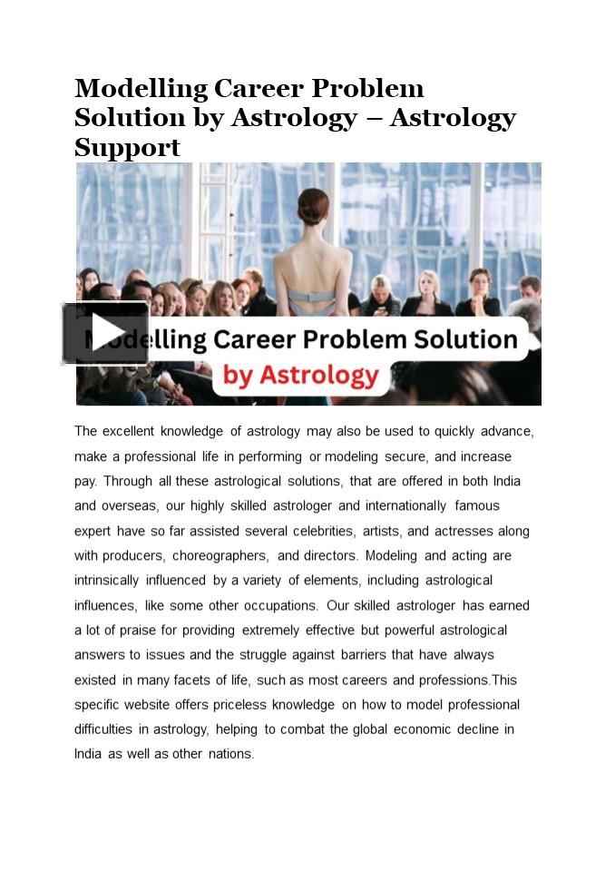 PPT – Modelling Career Problem Solution by Astrology - Astrology ...