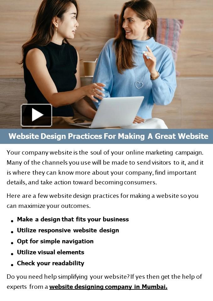 Website Design Practices For Making A Great Website presentation | free ...