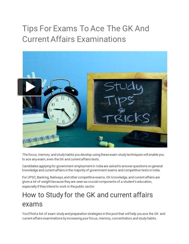 PPT – Tips For Exams To Ace The GK And Current Affairs Examinations ...