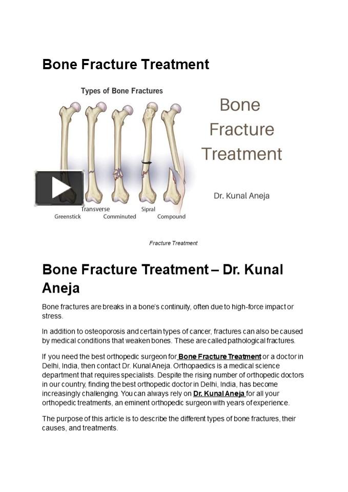 Bone Fracture Treatment – Dr. Kunal Aneja presentation | free to download