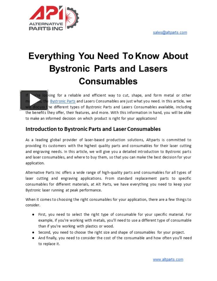 PPT – Everything You Need To Know About Bystronic Parts and Lasers ...