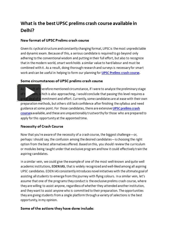 PPT – What is the best UPSC prelims crash course available in Delhi ...