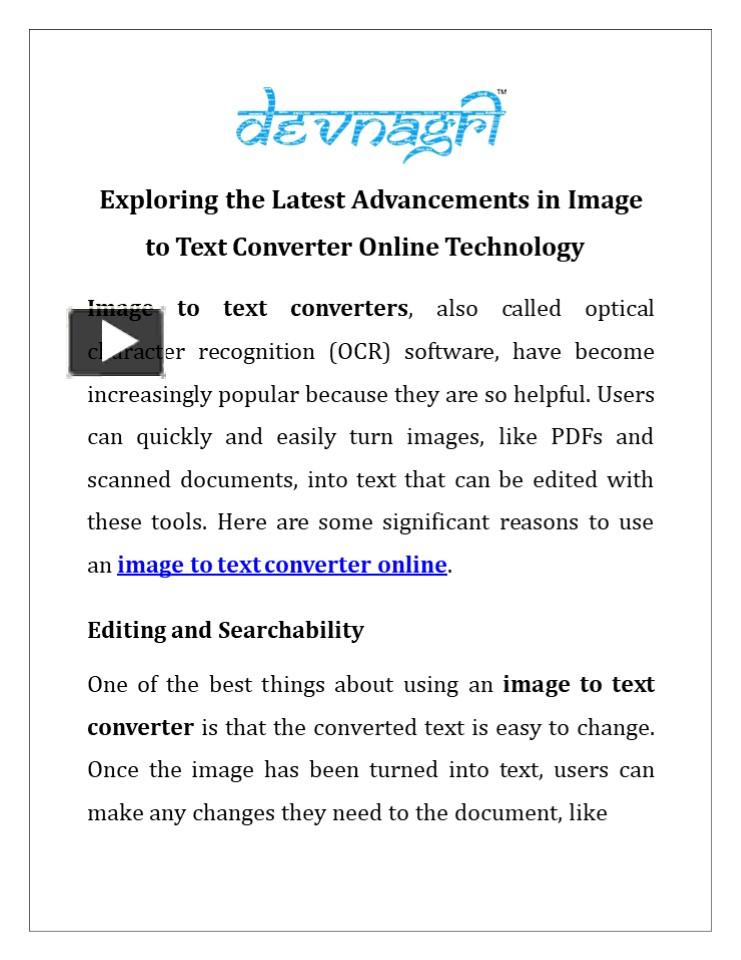 Exploring the Latest Advancements in Image to Text Converter Online ...