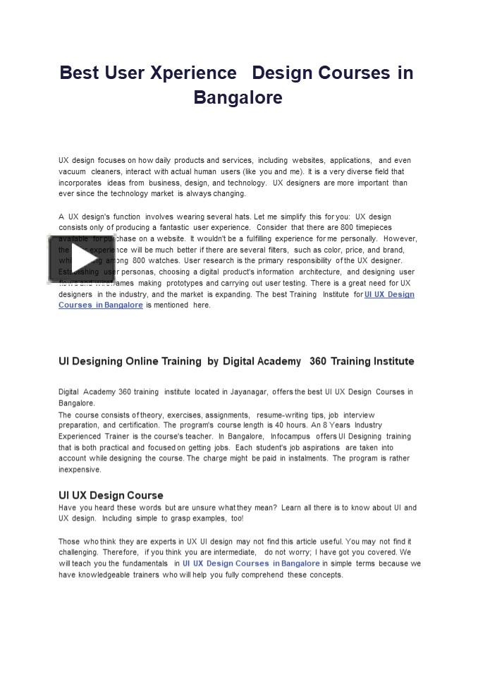PPT – Best User Xperience Design Courses in Bangalore PowerPoint ...