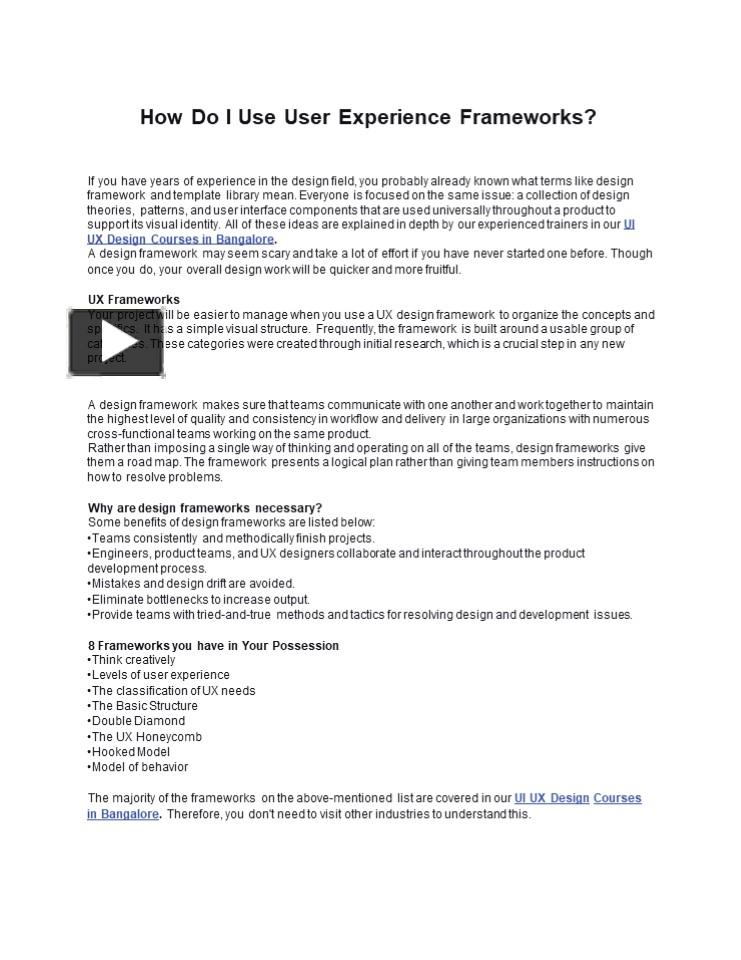 How Do I Use User Experience Frameworks? presentation | free to download