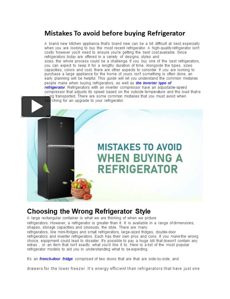 Mistakes To avoid before buying Refrigerator presentation | free to ...