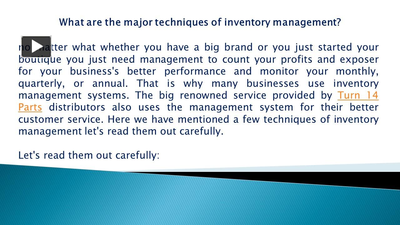 PPT – What are the major techniques of inventory management? PowerPoint ...