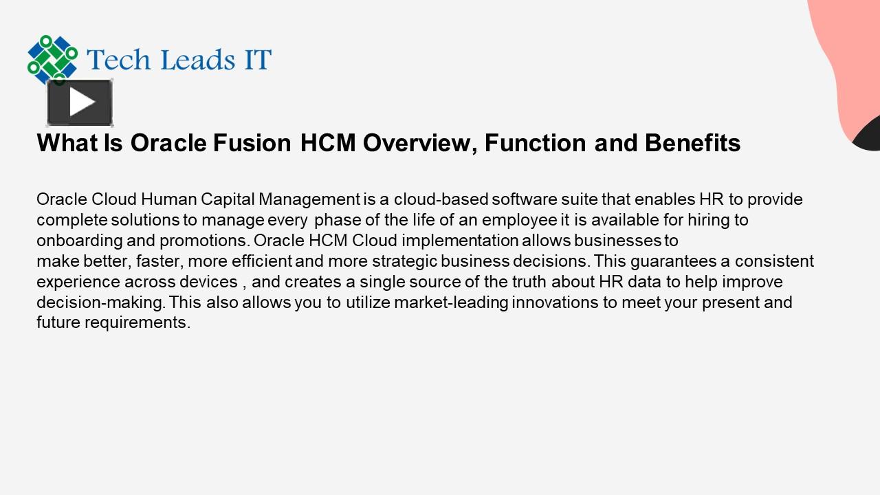 What Is Oracle Fusion HCM Overview Function and Benefits presentation ...